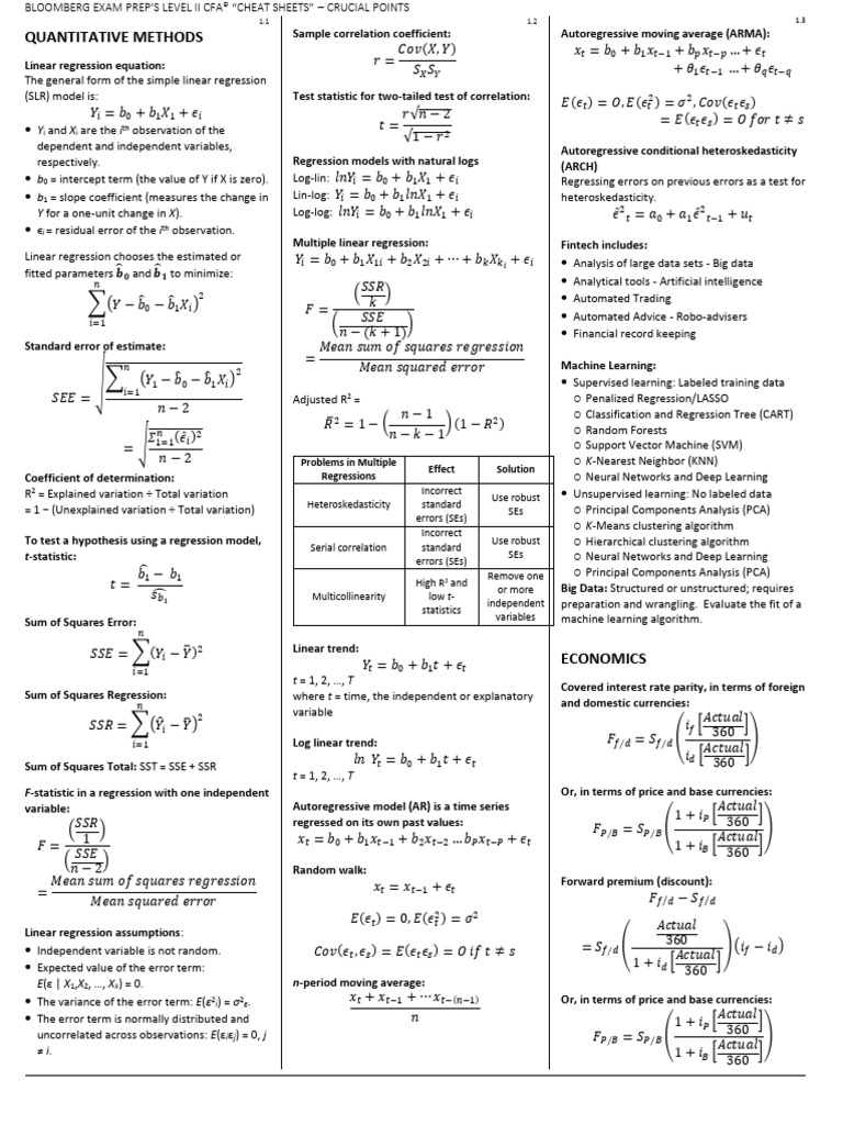 Cheat Sheet (Bloomberg's Level II CFA (R) Exam Prep) 2025 | PDF | Bonds ...