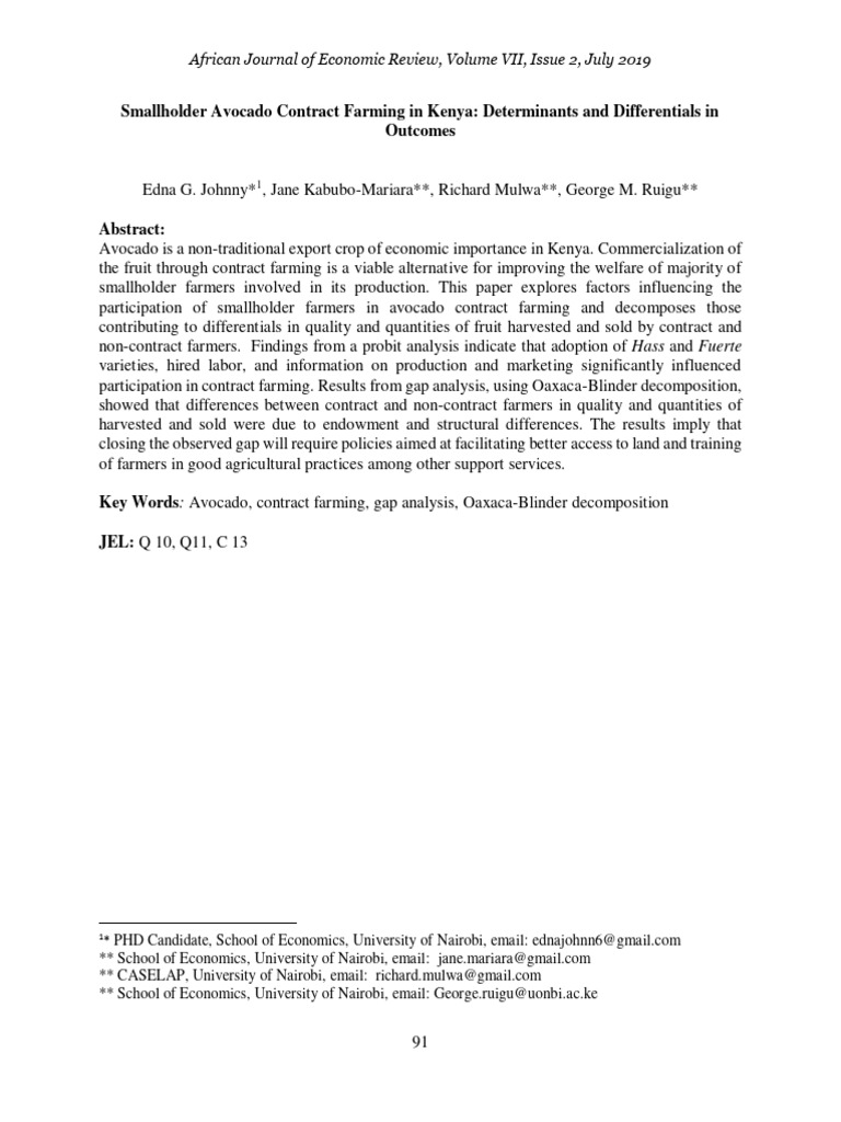 Kenya.food.Avoc.8.Smallholder Avocado Contract Farming In | PDF
