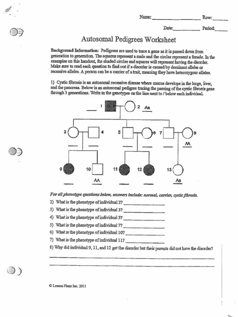 Pedigrees Autosomal and Sex Linked | PDF