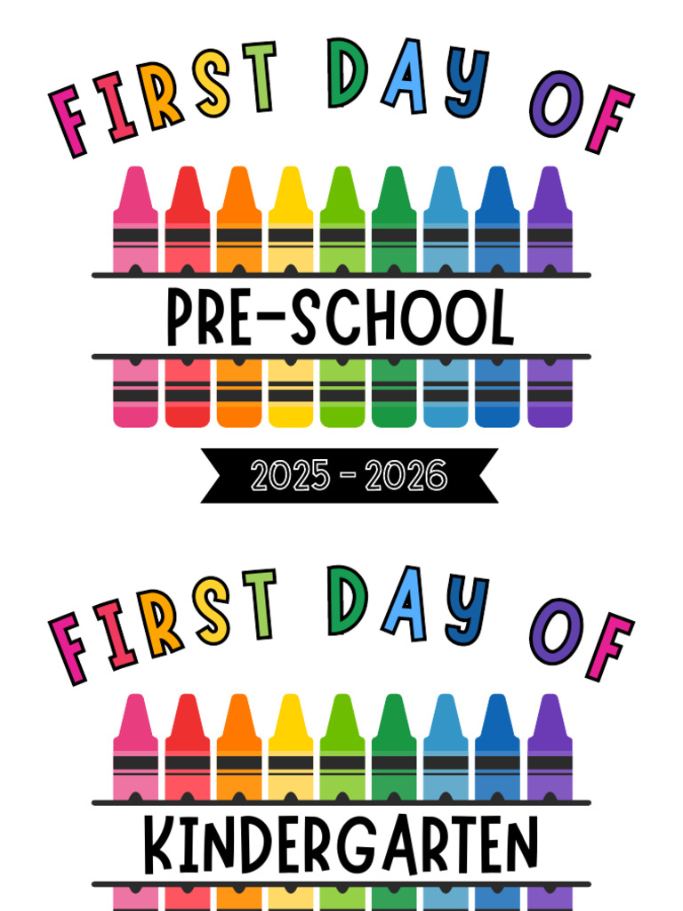Colorful First Day of School Signs 2025 2026 | PDF
