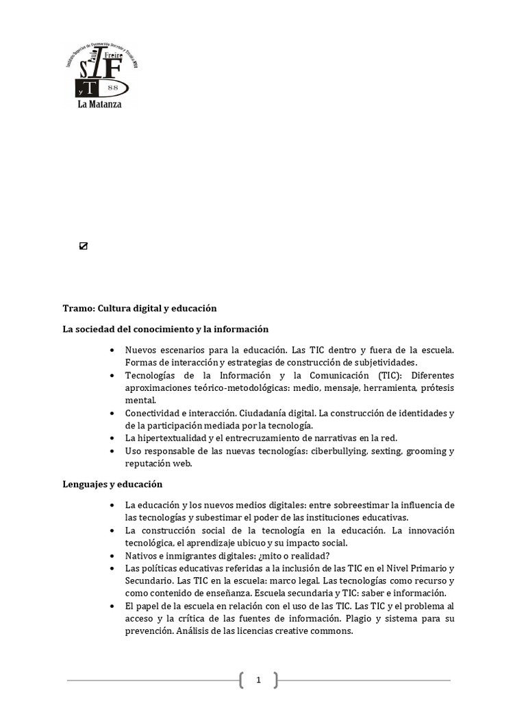 Programa Ensen Ar Con Tecnologias Profesorado de Ingles2020 | PDF ...