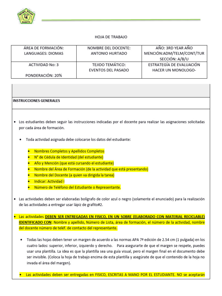 HT 3 3ER AÑO ADMT A Y B CONT U TURM U TELM B ANTONIO HURTADO 2026 | PDF