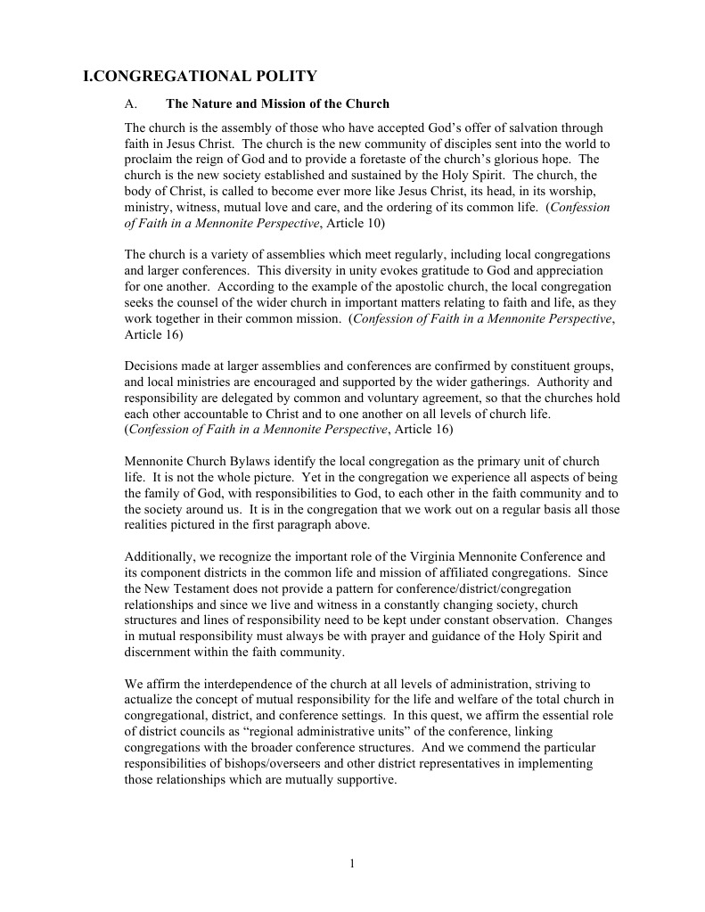 I.Congregational Polity: The Nature and Mission of The Church | PDF ...