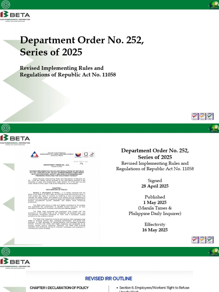 DOLE Department Order 252 Series of 2025 | PDF | Survival Skills ...