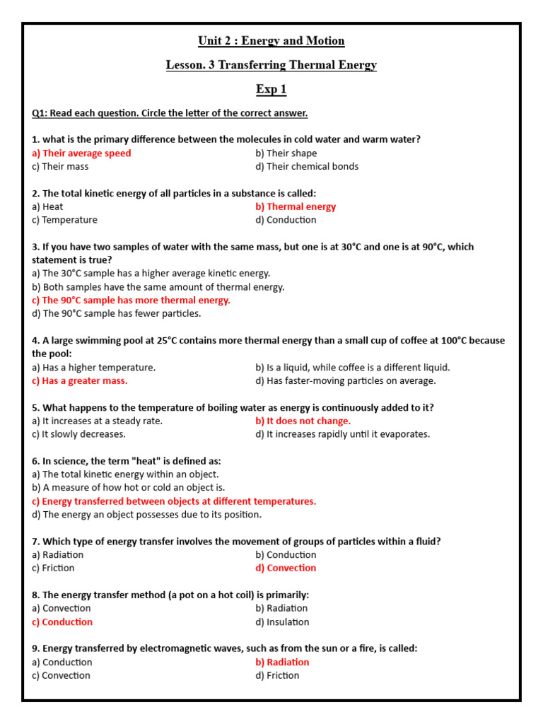 Worksheets Lesson 3 Exp 1 Ak | PDF | Thermal Conduction | Heat