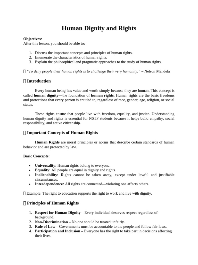 Human Dignity and Rights 4 | PDF | Human Rights | Dignity