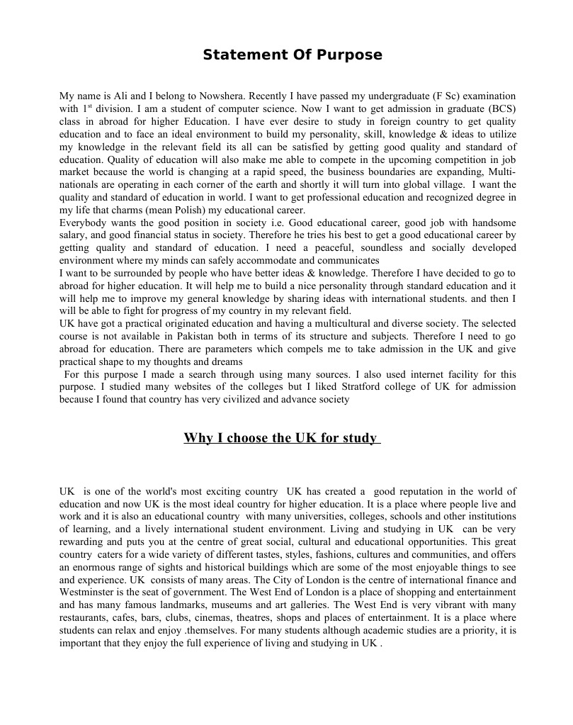 Statement of Purpose UK | PDF | Business