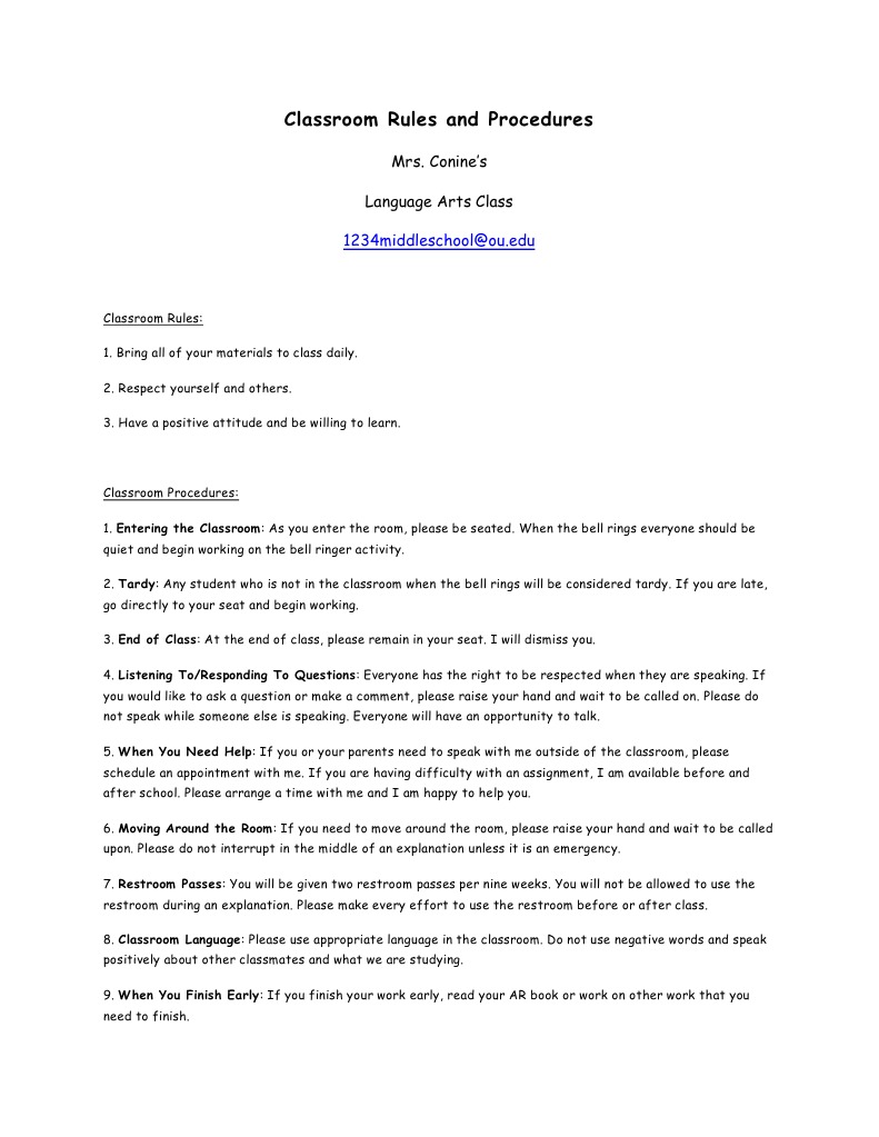 Classroom Rules and Procedures Guide | PDF | Classroom | Cognition