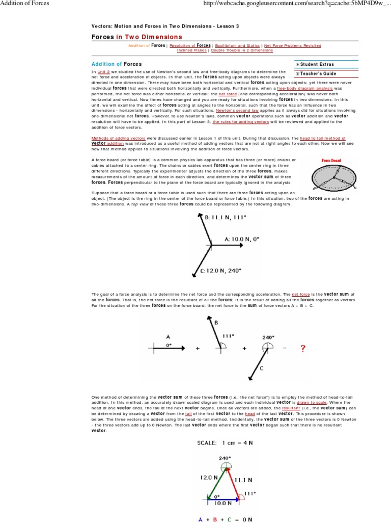 Addition of Forces | PDF | Force | Euclidean Vector