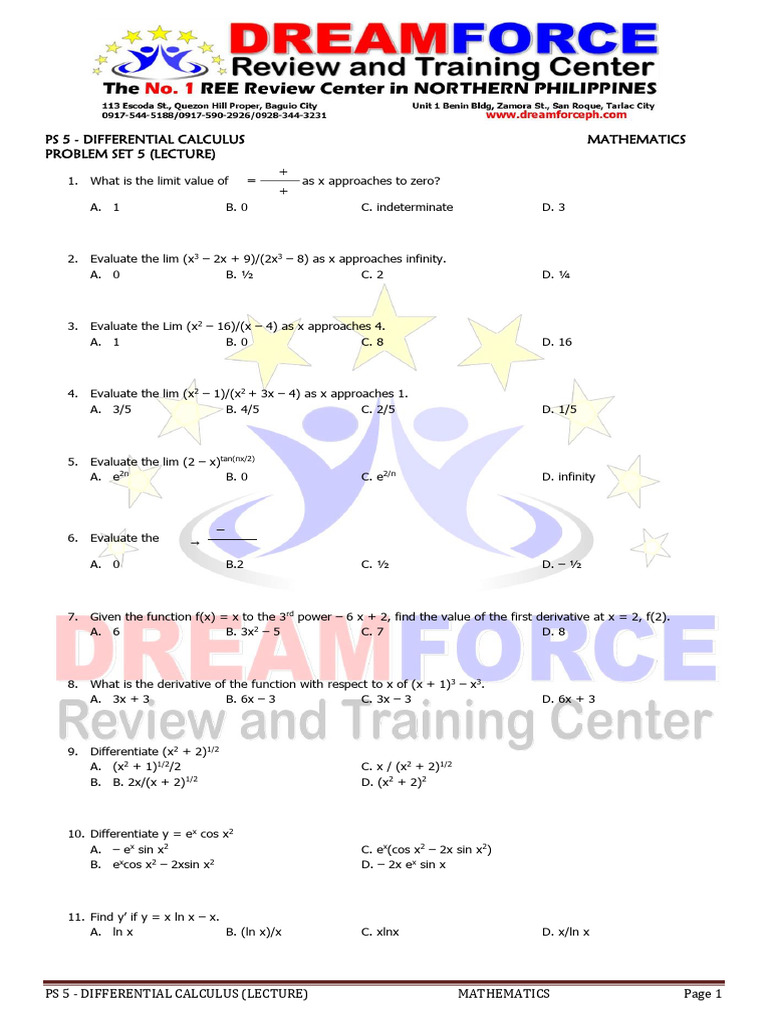 Differential Calculus Problem Set from Dreamforce | PDF | Area | Triangle