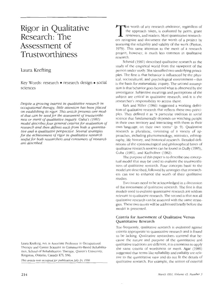 Rigor in Qualitative Research: The Assessment of Trustworthiness | PDF ...