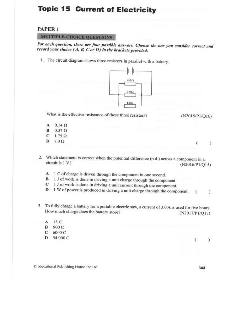 2025 TYS Science Physics Topic 15 Current of Electricity | PDF