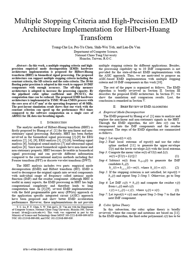 Multiple Stopping Criteria and High-Precision EMD Architecture ...