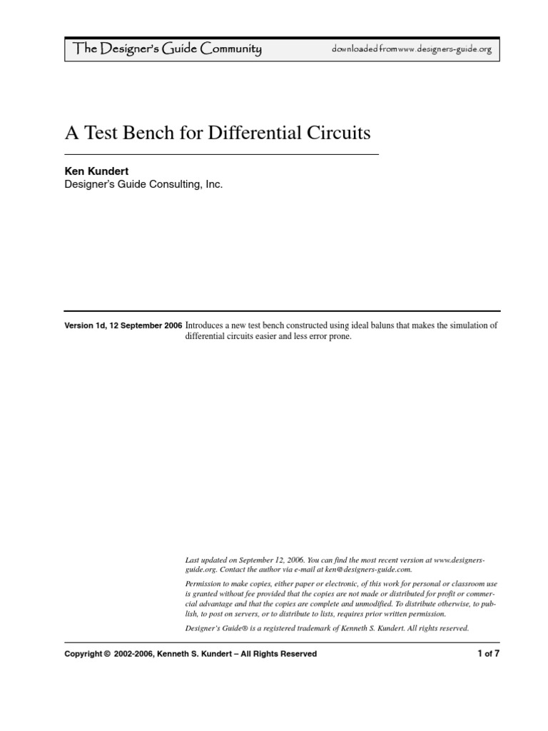 A Test Bench For Differential Circuits | PDF | Electrical Impedance ...