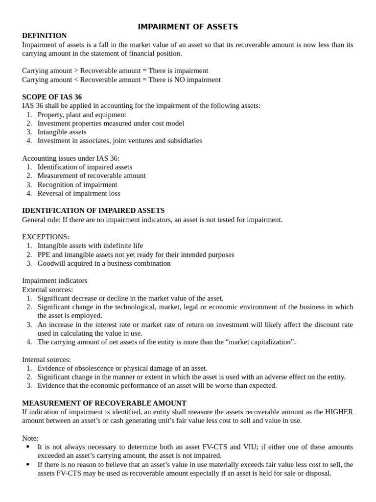 Chapter 23 Impairment of Assets Lecture Notes (1) | PDF | Financial ...
