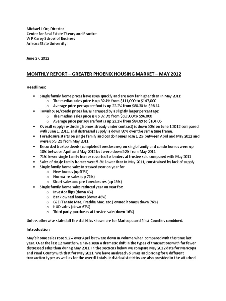 May 2012 Housing Report | PDF | Real Estate Owned | Foreclosure