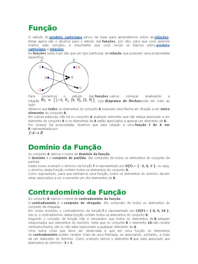 Função: domínio, contradomínio e imagem | PDF | Função (Matemática ...