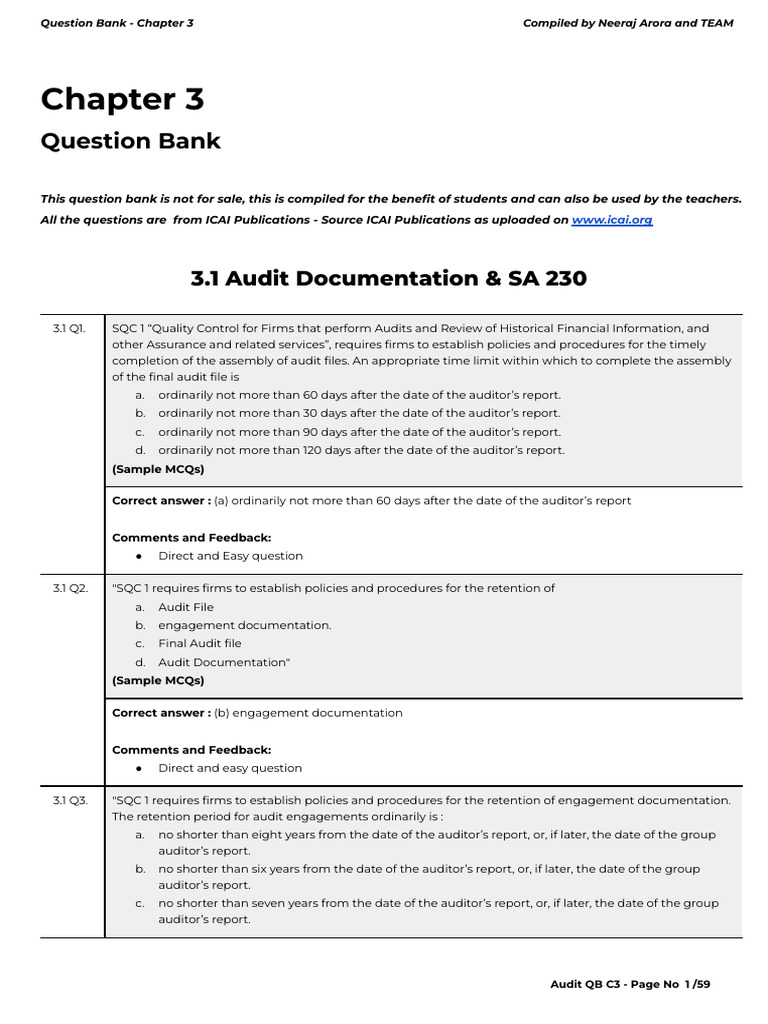 C3 Audit Question Bank | PDF | Audit | Judgment (Law)