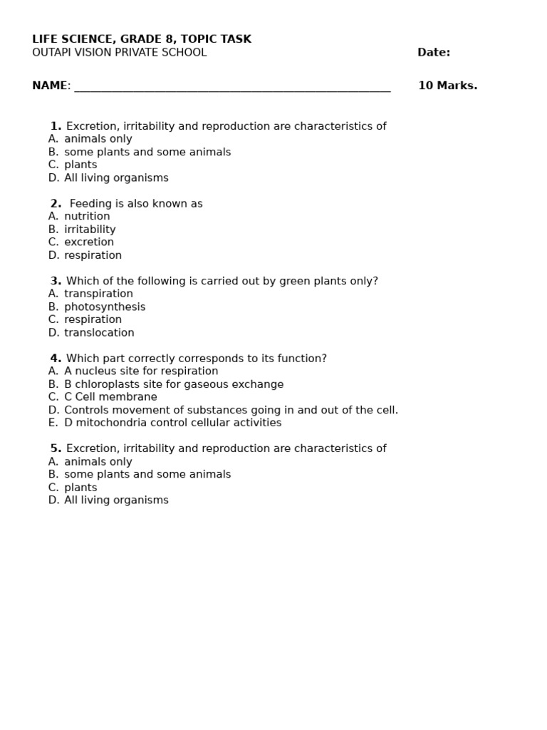 Life Science Task 1 | PDF