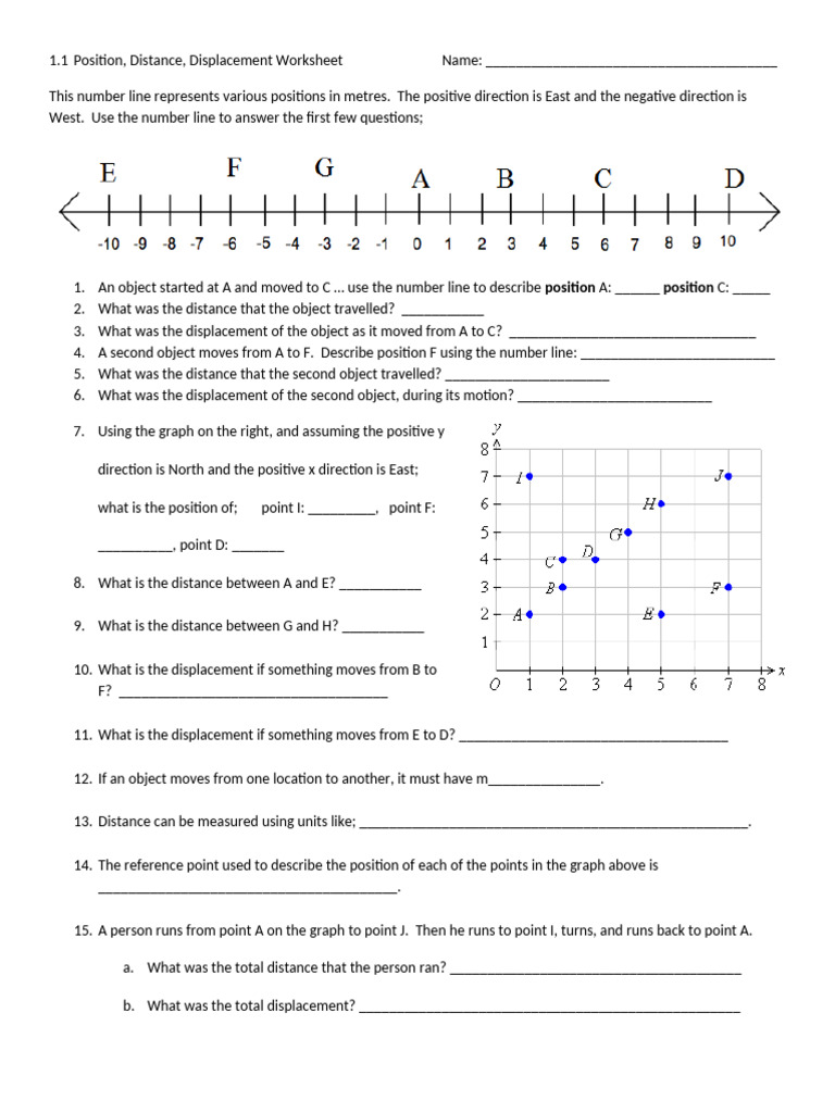 Position Distance Displacement Worksheet | PDF | Distance | Chess Theory