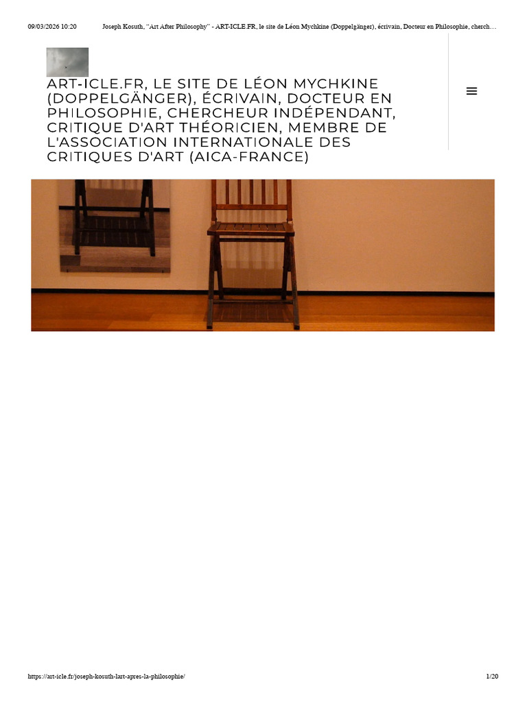 Joseph Kosuth, "Art After Philosophy" - ... Nale Des Critiques D - Art ...