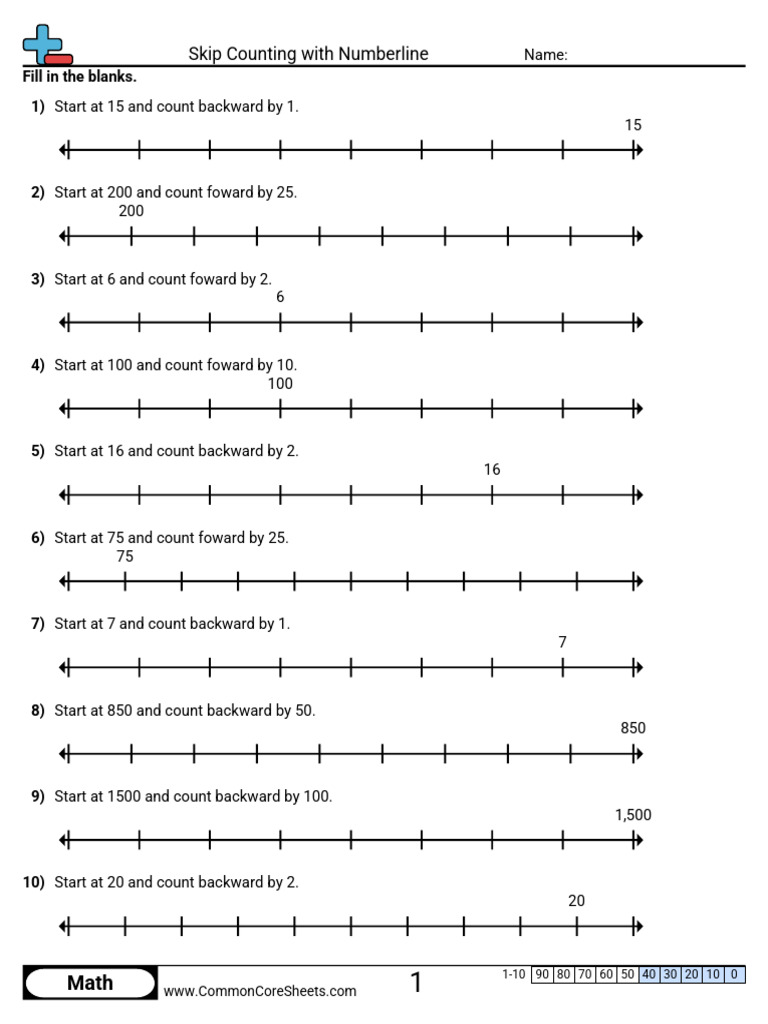 Skip Counting With Numberline | PDF