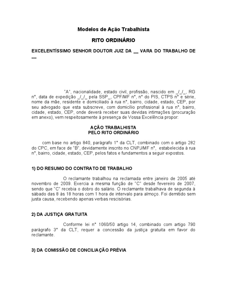 Modelos de Acao Trabalhista | PDF