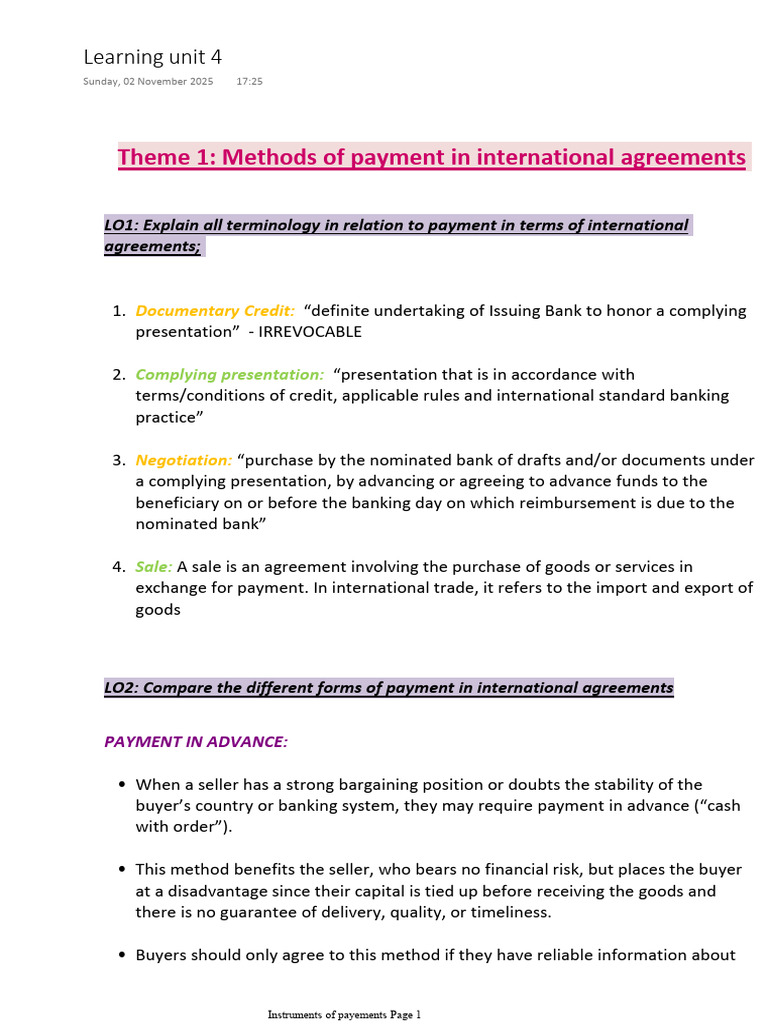 Learning Unit 4 - InPA | PDF | Letter Of Credit | Business