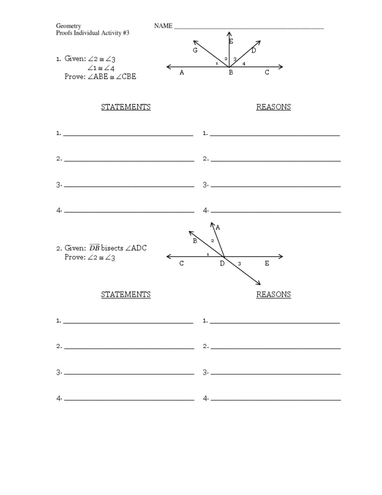Geometry Proofs Activity #3 | PDF