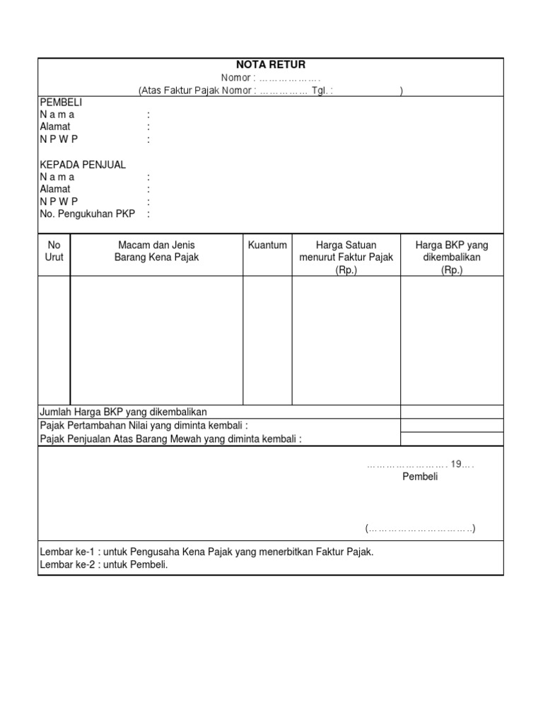 Nota Retur | PDF