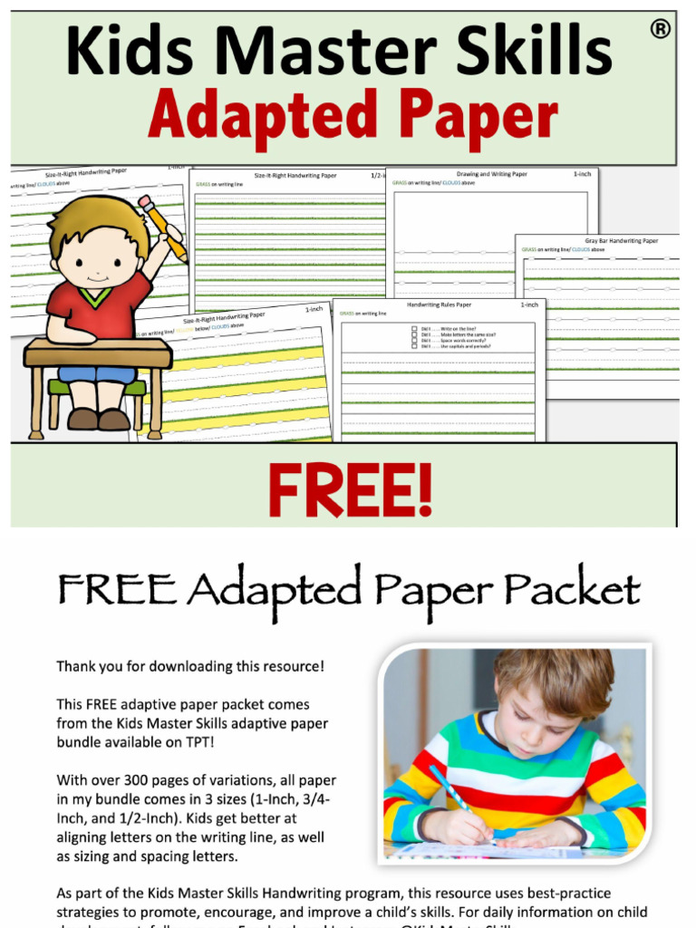 FREE Adapted Writing Paper For Handwriting Practice-1 | PDF