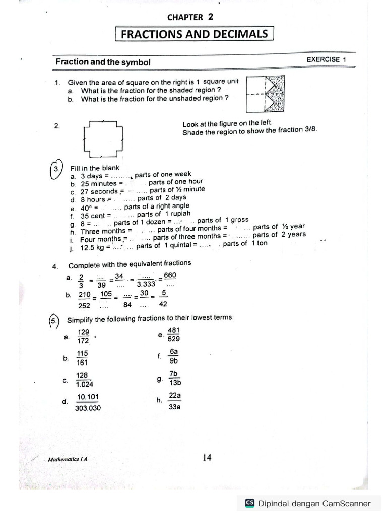 Chapter 2 Fraction and Decimals | PDF
