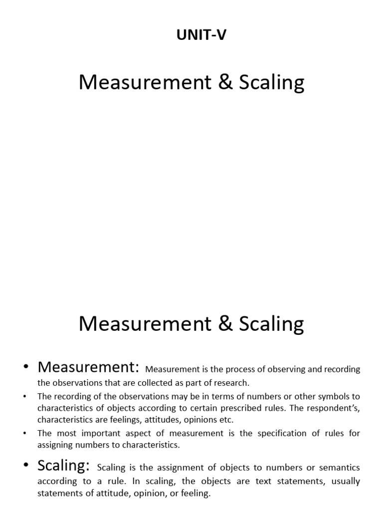 UNIT-4 - Measurement & Scales | PDF | Level Of Measurement | Likert Scale