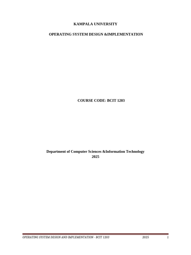 Notes Design and Implementation of Os | PDF | Process (Computing ...