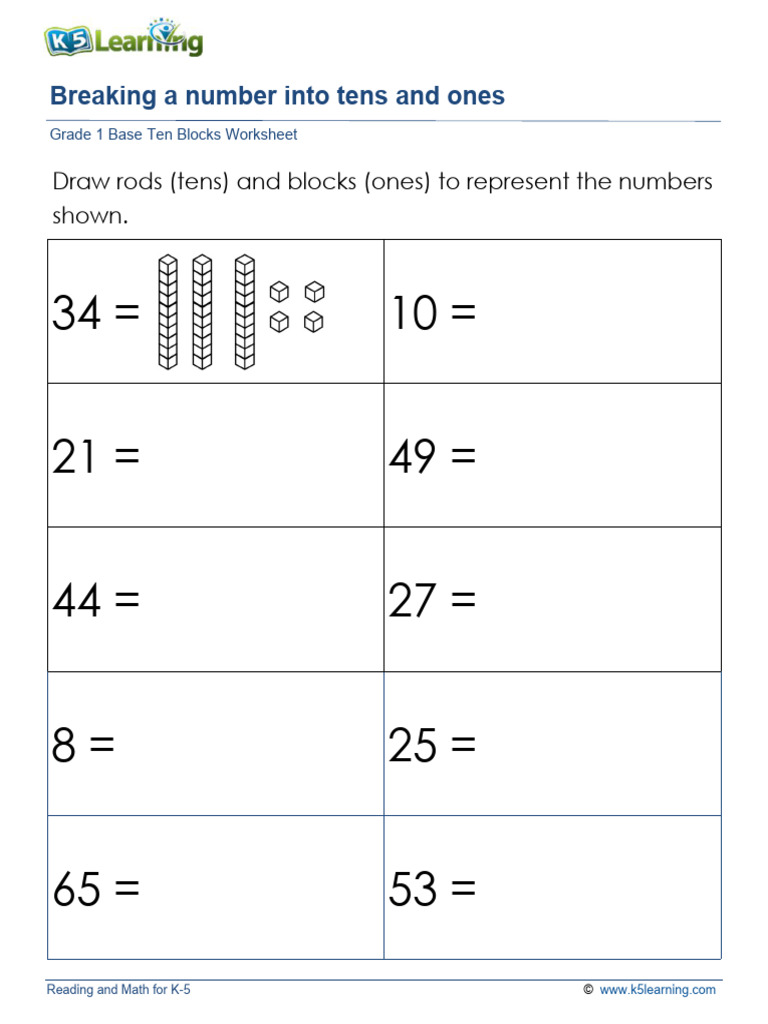 1st Grade Base Ten Blocks Draw Blocks 1 | PDF