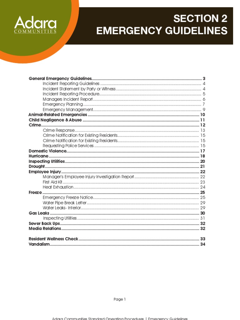 Section 2 Emergency Guidelines | PDF | Emergency | Emergency Management
