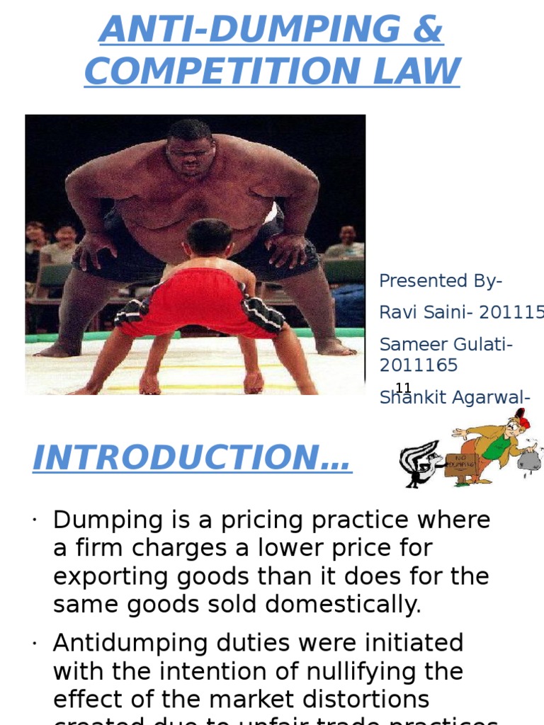 Anti-dumping & Competition Law | Dumping (Pricing Policy) | Trade