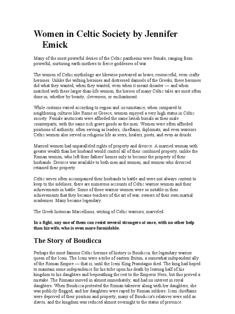 Women in Celtic Society by Jennifer Emick | PDF