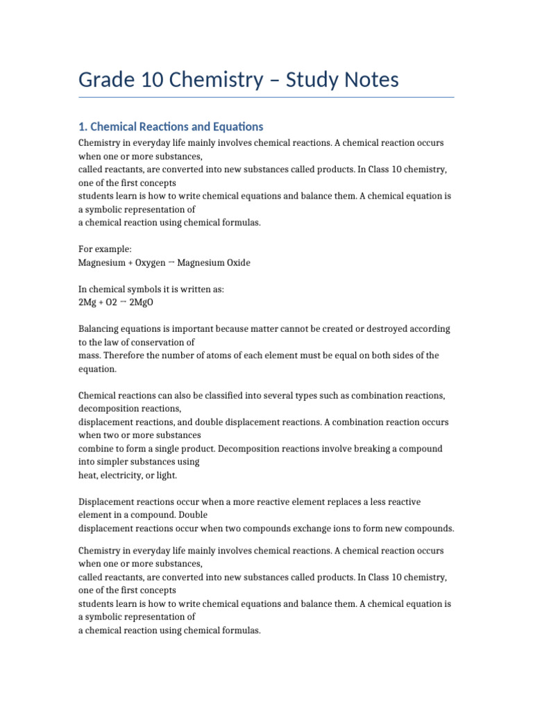 Class10 Chemistry Notes | PDF | Hydrocarbons | Acid
