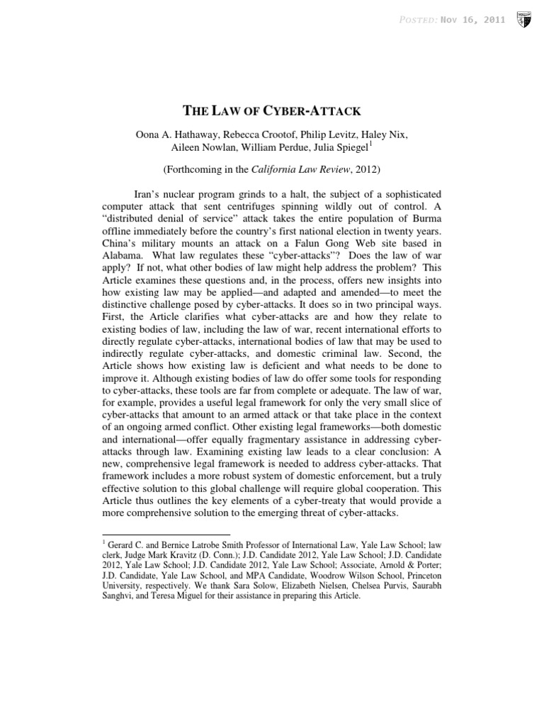 Law of Cyber Attack | PDF | Cybercrime | Cyber Attack