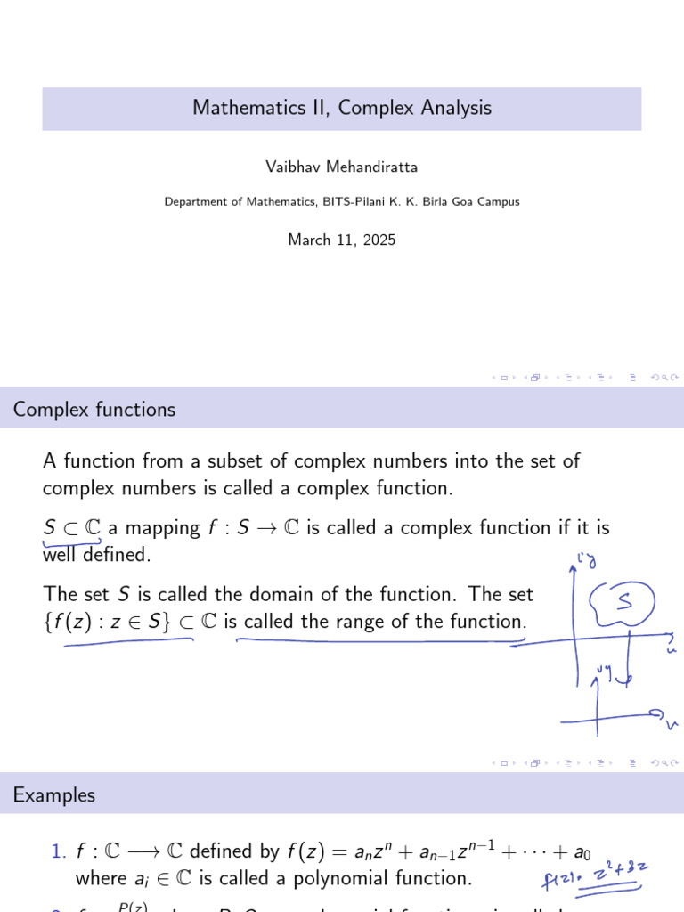 Function of Complex Variable, Limit and Continuity - Lecture 21 | PDF ...