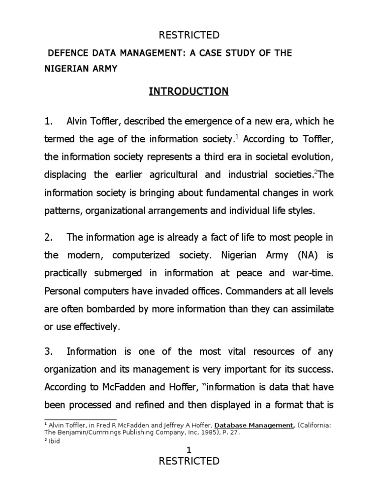 Defence Data Management: A Case Study of The Nigerian Army | PDF ...