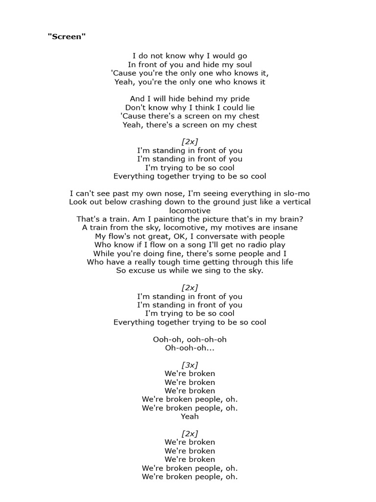 Twenty One Pilots - Screen Lyrics _ AZLyrics.com | PDF