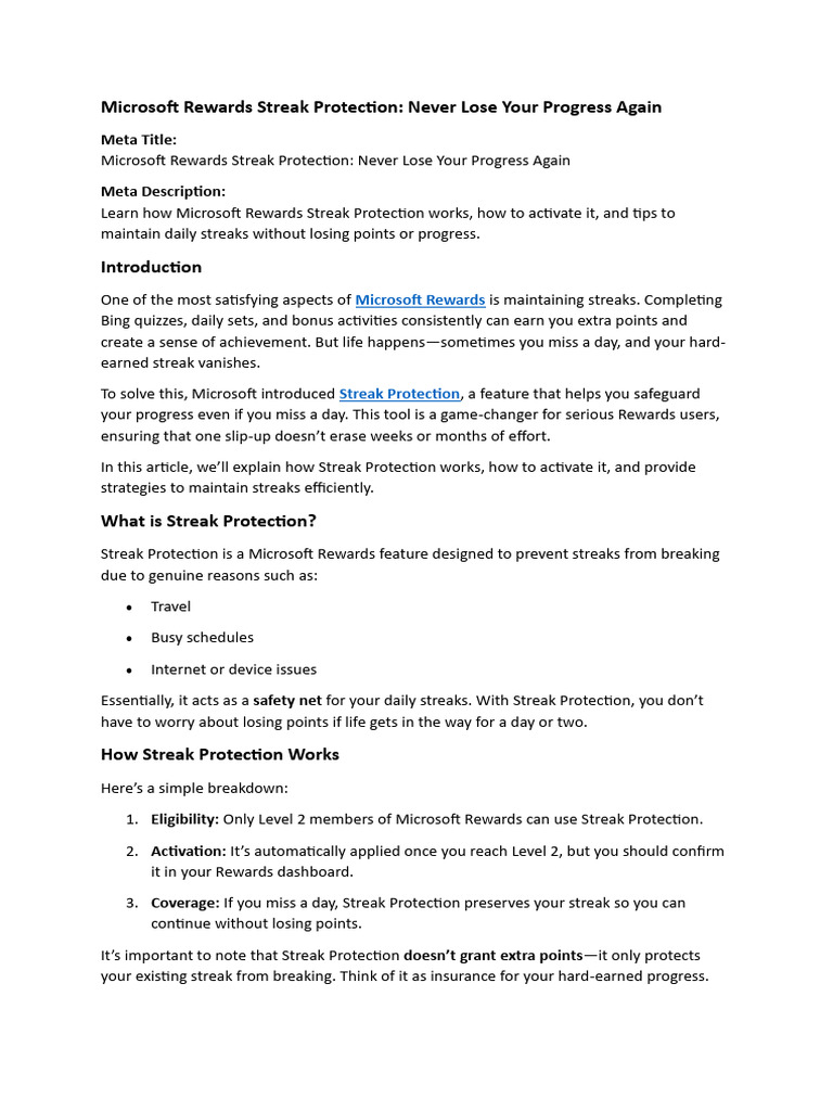 Microsoft Rewards Streak Protection | PDF | Computing