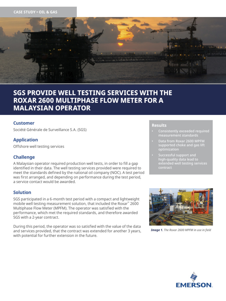 Case Study Sgs Provide Well Testing Services Roxar 2600 Multiphase Flow ...