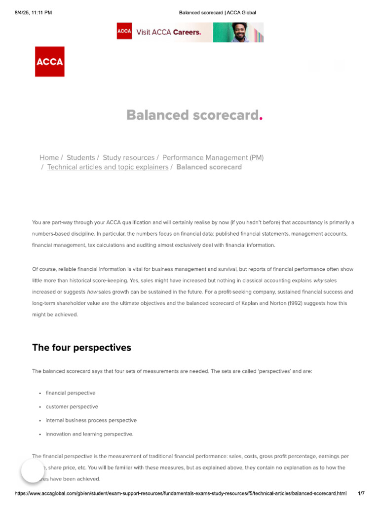 Balanced Scorecard | PDF