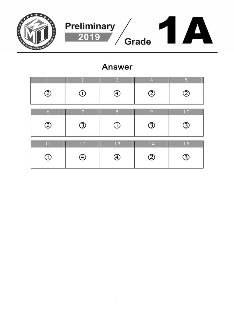 2019 WMI Prelim G01 Answer Key | PDF