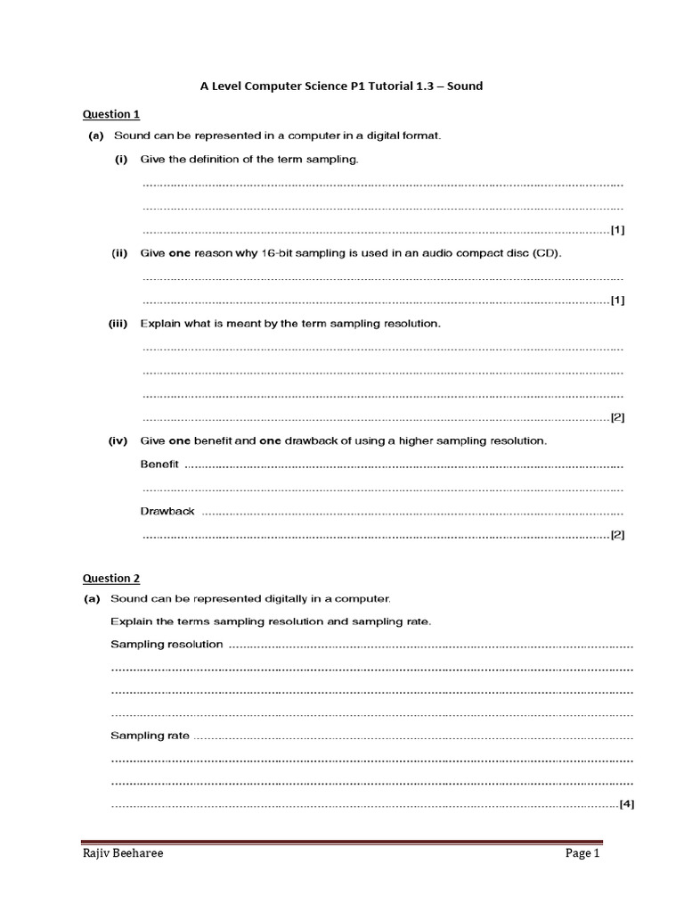 A Computer Science Level P1 Tutorial 1.3 - Sound | PDF | Flight ...
