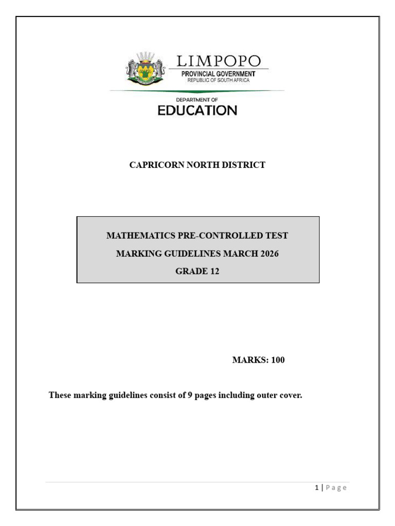 Pre Test Marking Guidelines | PDF