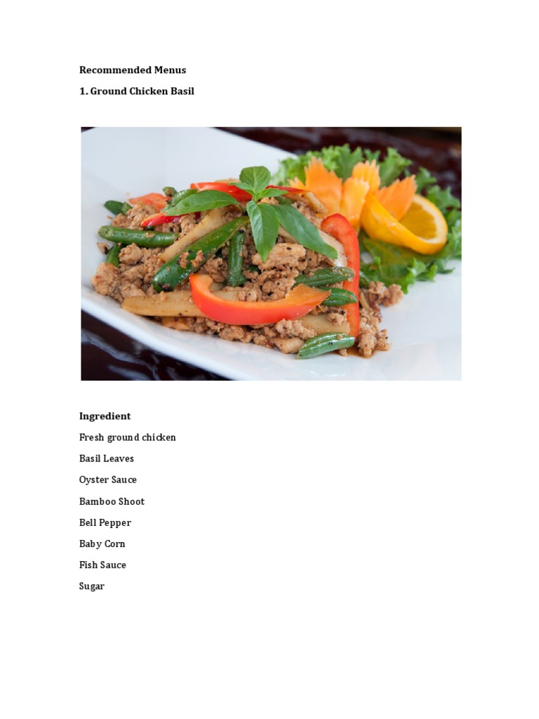 Recommended Menus | PDF